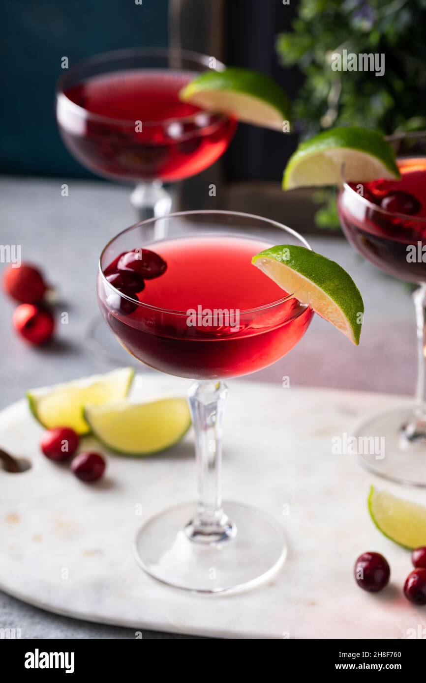 Cranberry lime vodka cocktail, Christmas cocktail idea Stock Photo - Alamy
