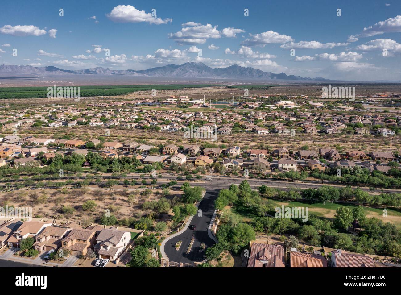 Aerial view suburban houses new development area hi-res stock ...