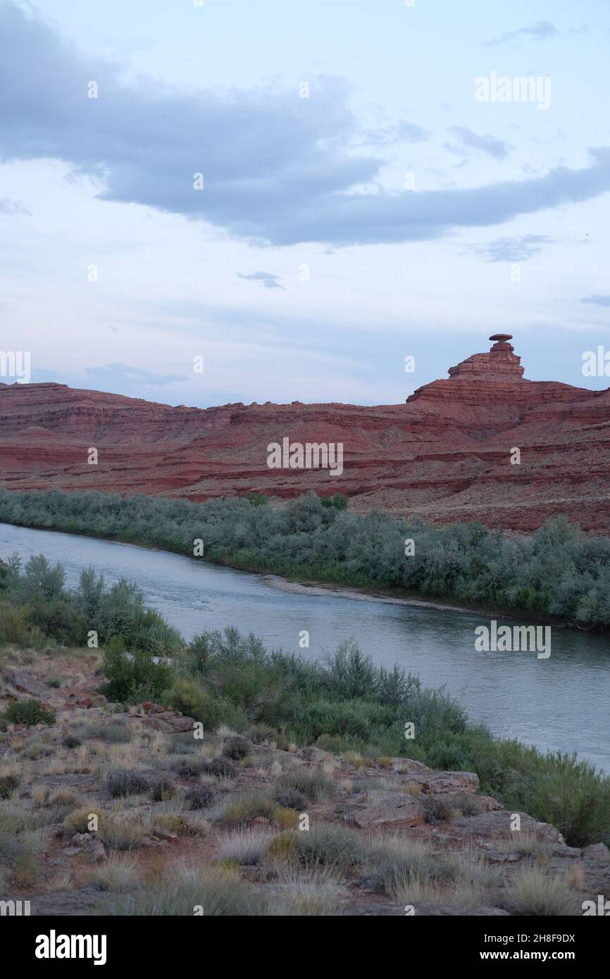 View of the San Juan River and rock feature at Bears Ears National ...