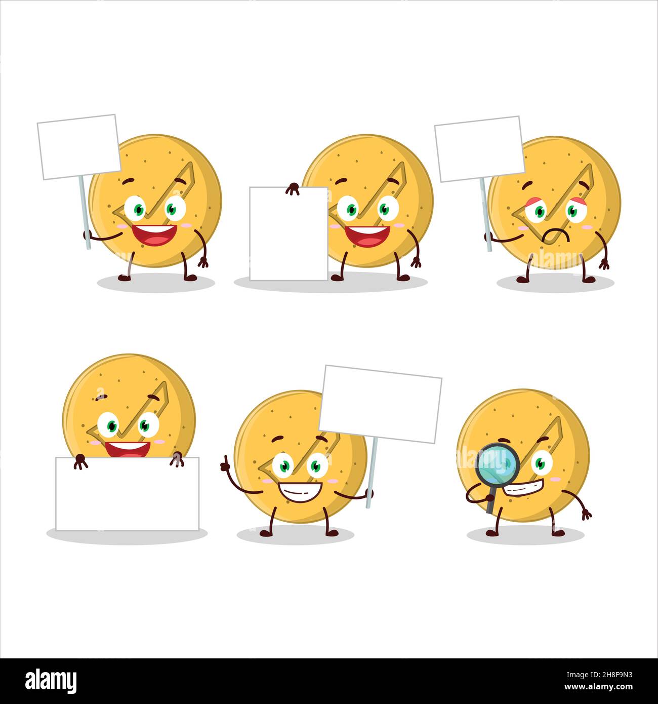 Dalgona candy agree cartoon character bring information board. Vector ...