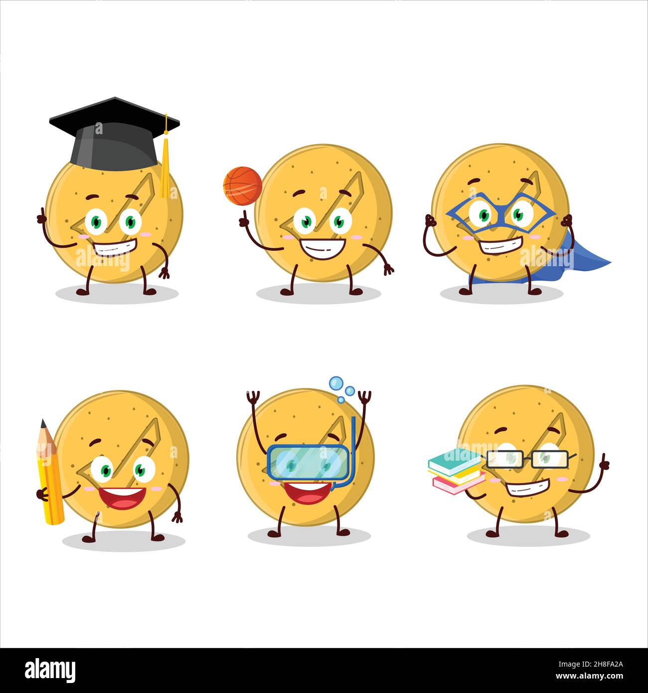 School student of dalgona candy agree cartoon character with various ...