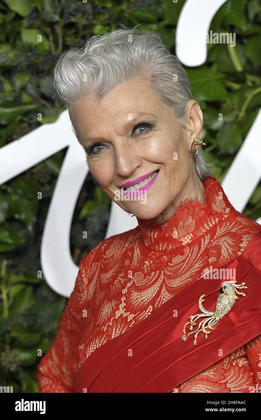Maye Musk attending The Fashion Awards 2021 at the Royal Albert Hall in ...