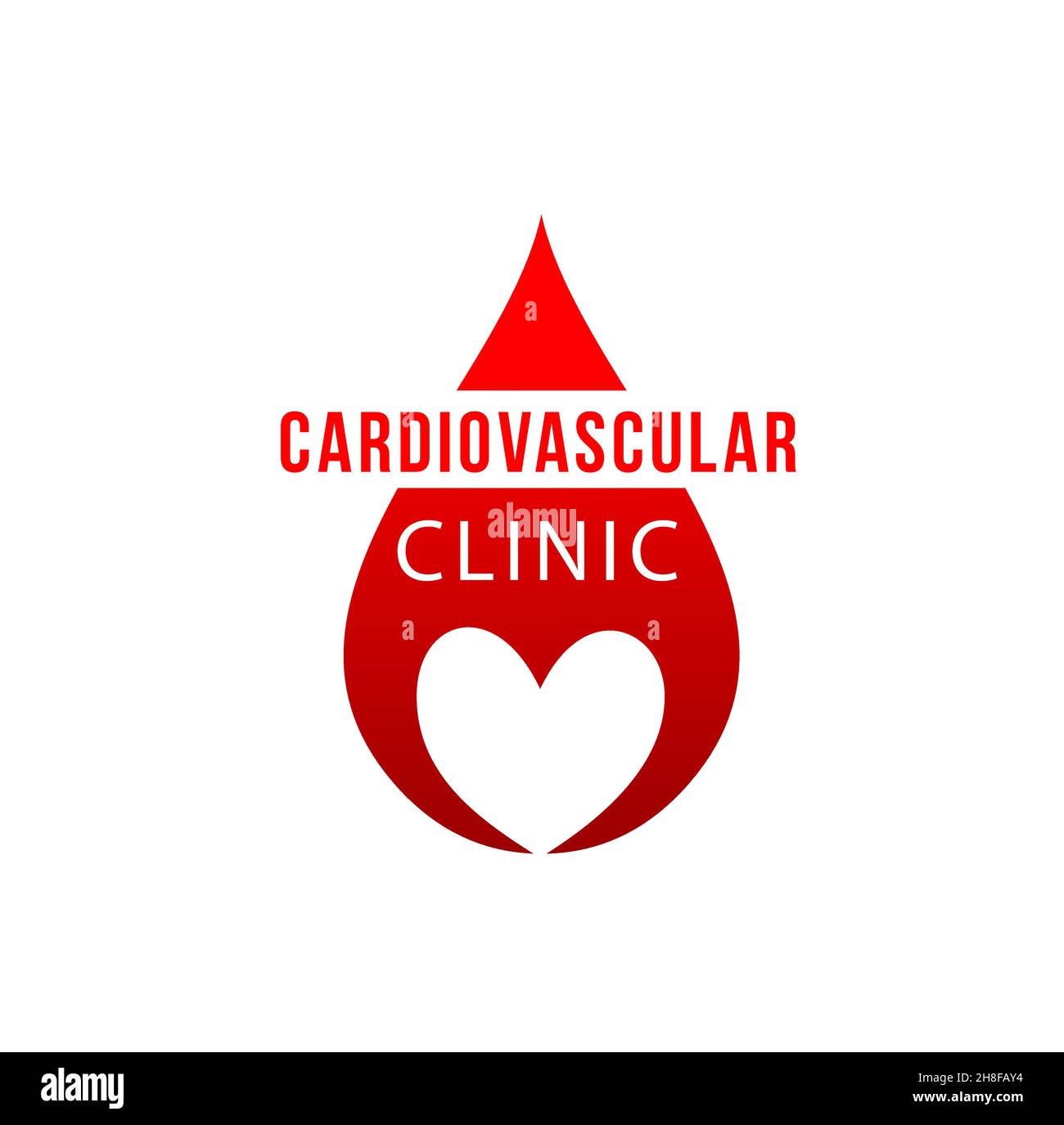 Cardiovascular clinic vector icon, heart and red blood drop. Cardiology ...