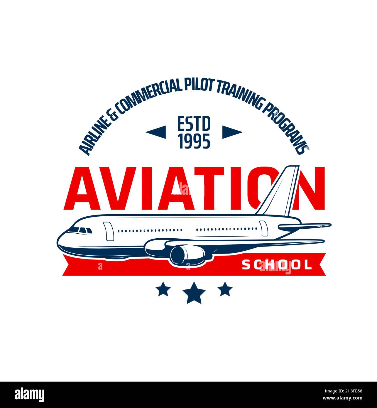Aviation school icon for pilots and aviators training, vector flight ...