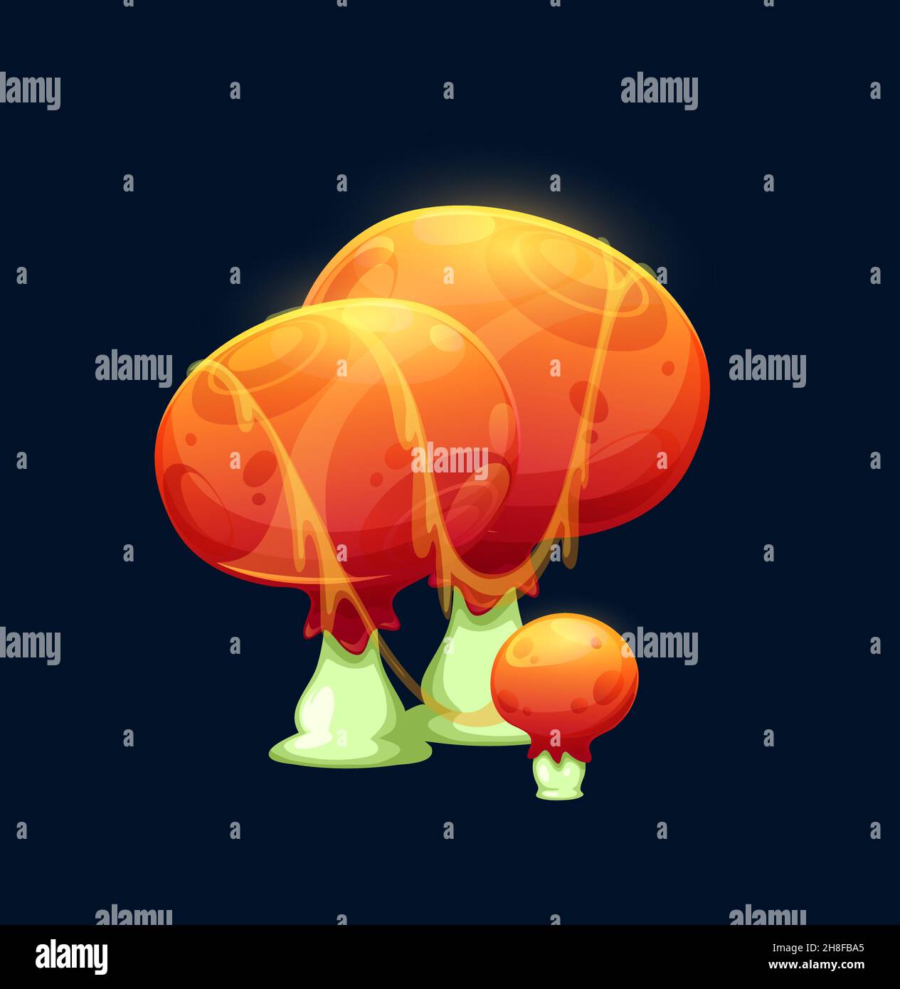 Fantasy magic plump red mushroom, vector strange fungus with bulb cap ...