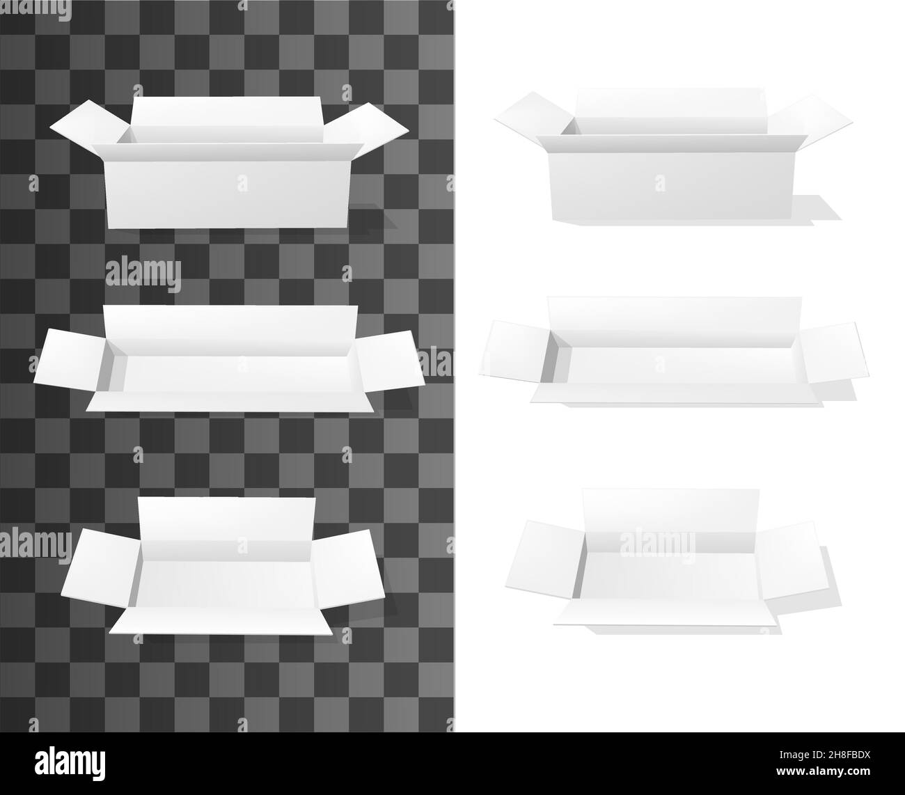 Narrow cardboard box, packaging realistic mockup. Vector white blank ...