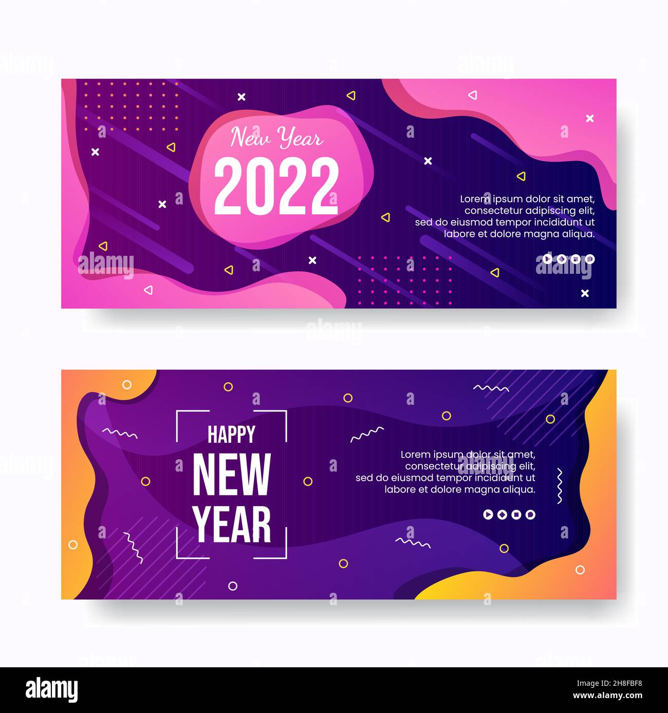 Happy New Year 2022 Banner Template Flat Design Illustration Editable ...