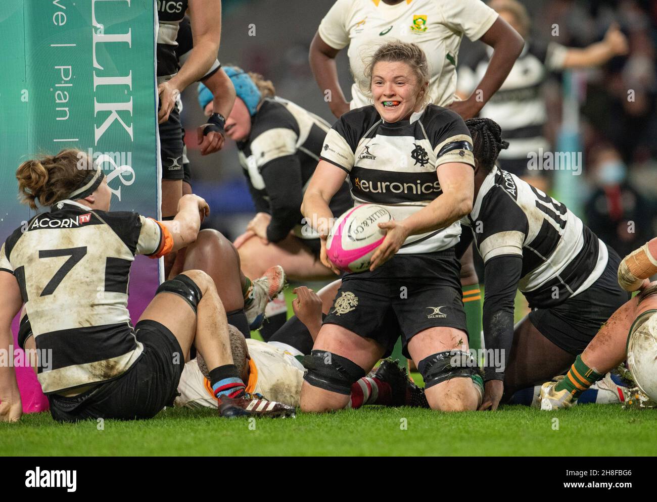 Barbarians' Ciara Griffin scores a try during the Women's International ...