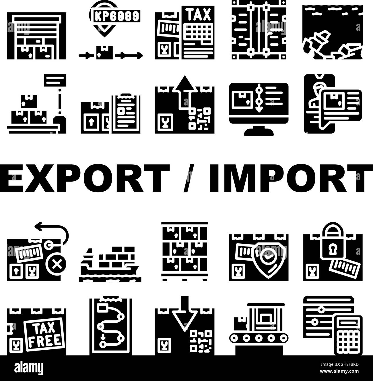 Export And Import Transportation Icons Set Vector Stock Vector Image ...
