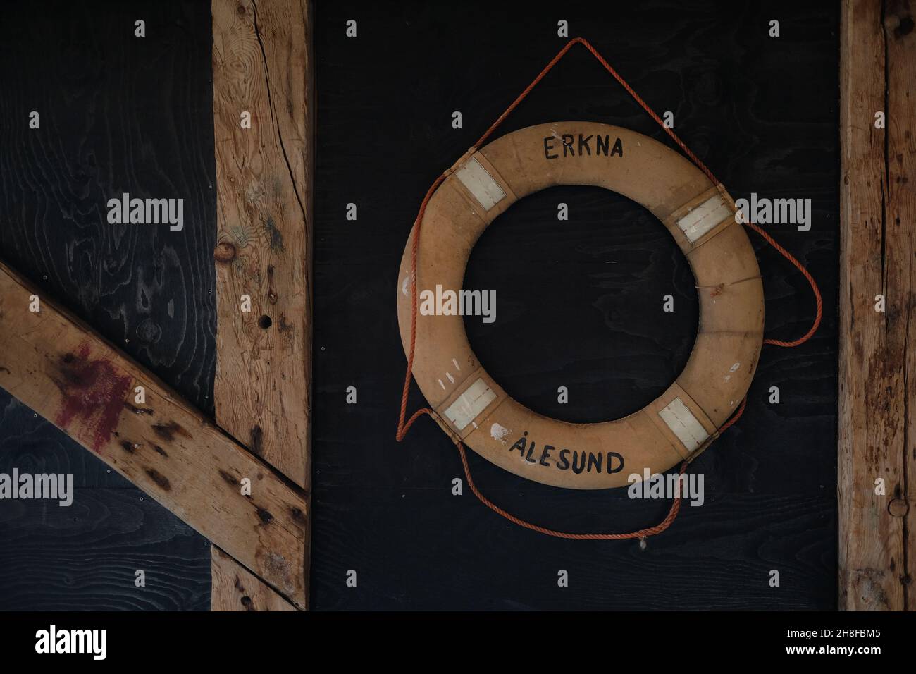 Vintage life preserver ring in Alesund, Norway Stock Photo - Alamy