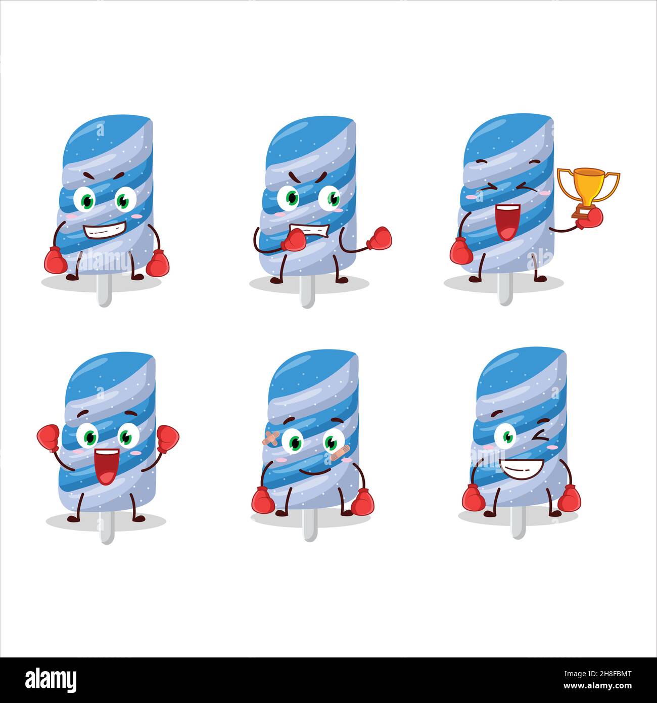 A sporty gummy candy blueberry boxing athlete cartoon mascot design ...