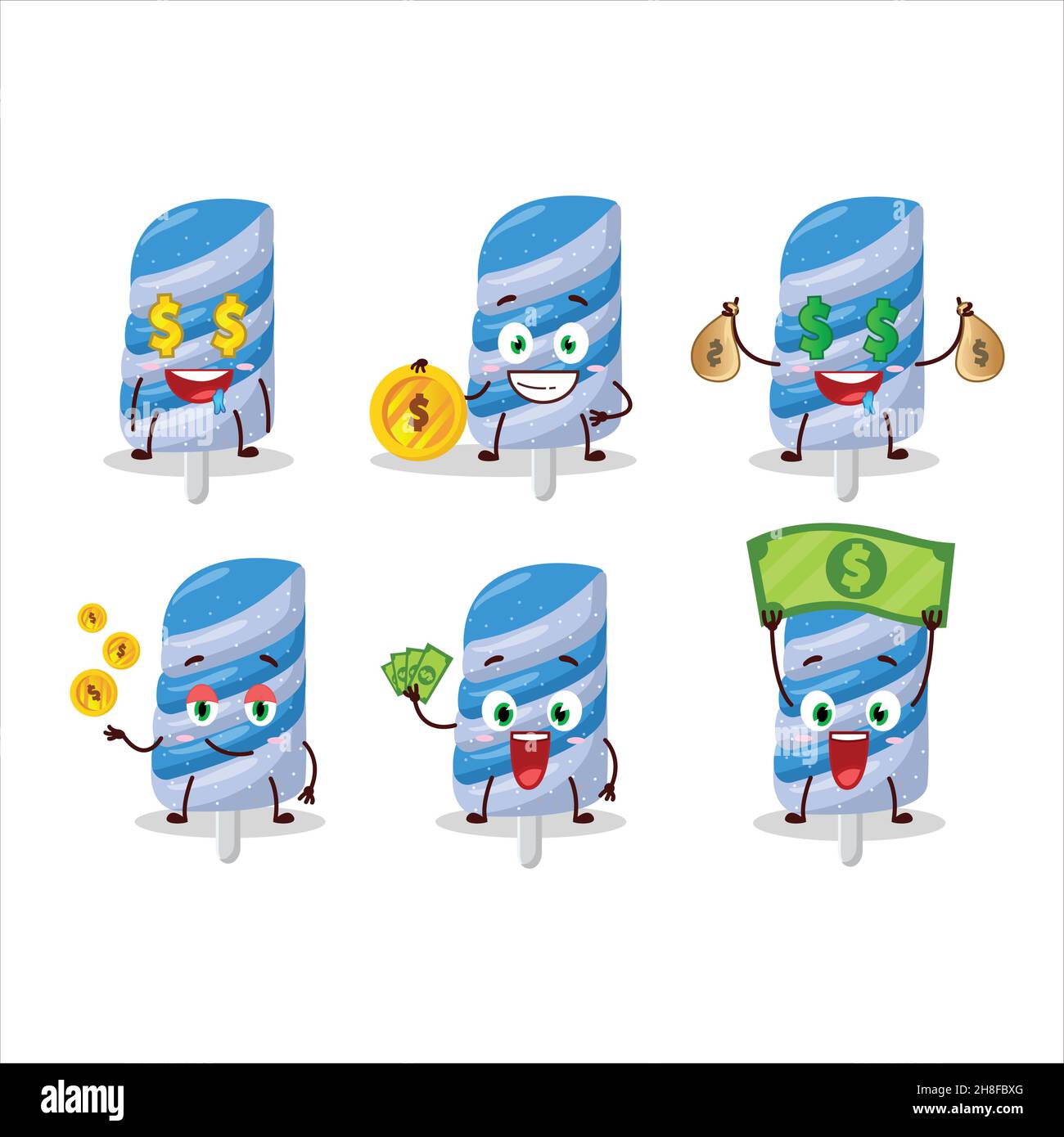 gummy candy blueberry cartoon character with cute emoticon bring money ...