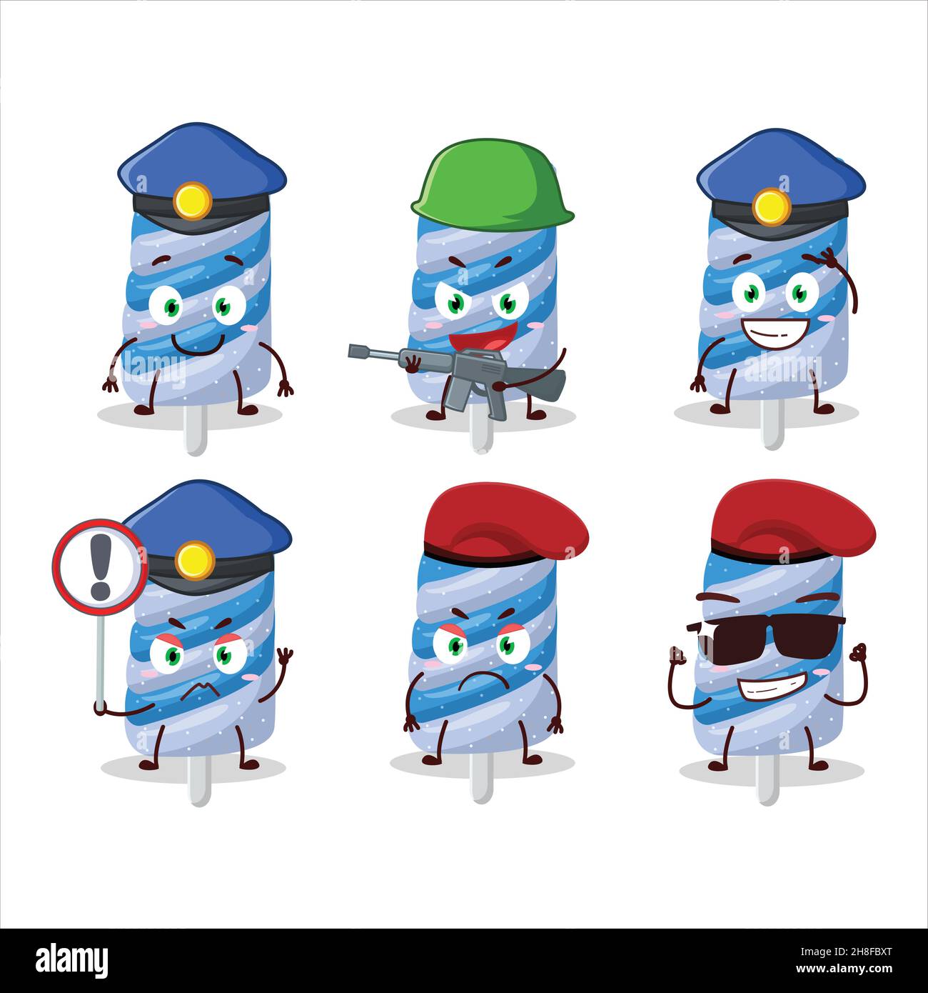 A dedicated Police officer of gummy candy blueberry mascot design style ...