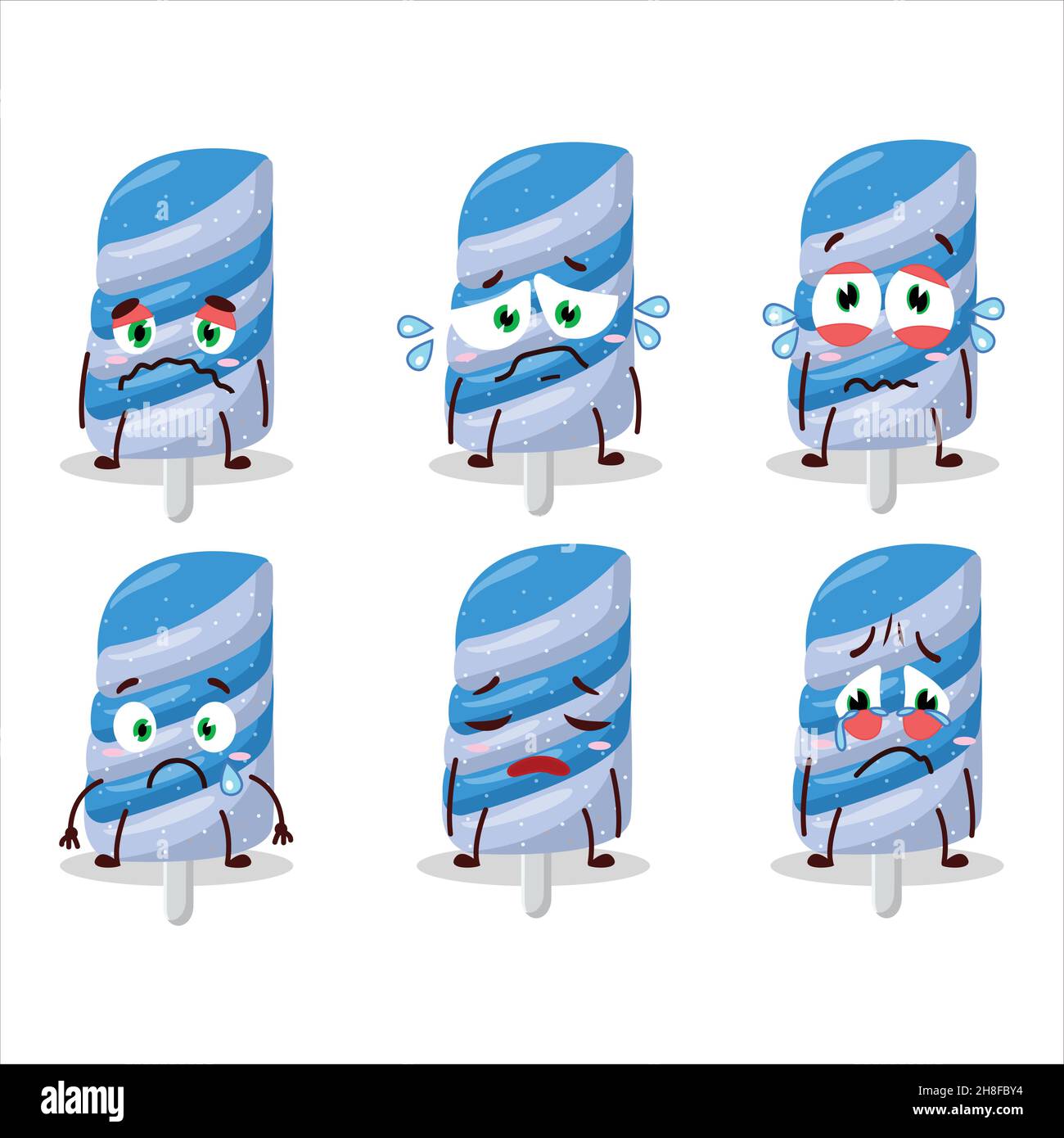 Gummy candy blueberry cartoon character with sad expression. Vector ...