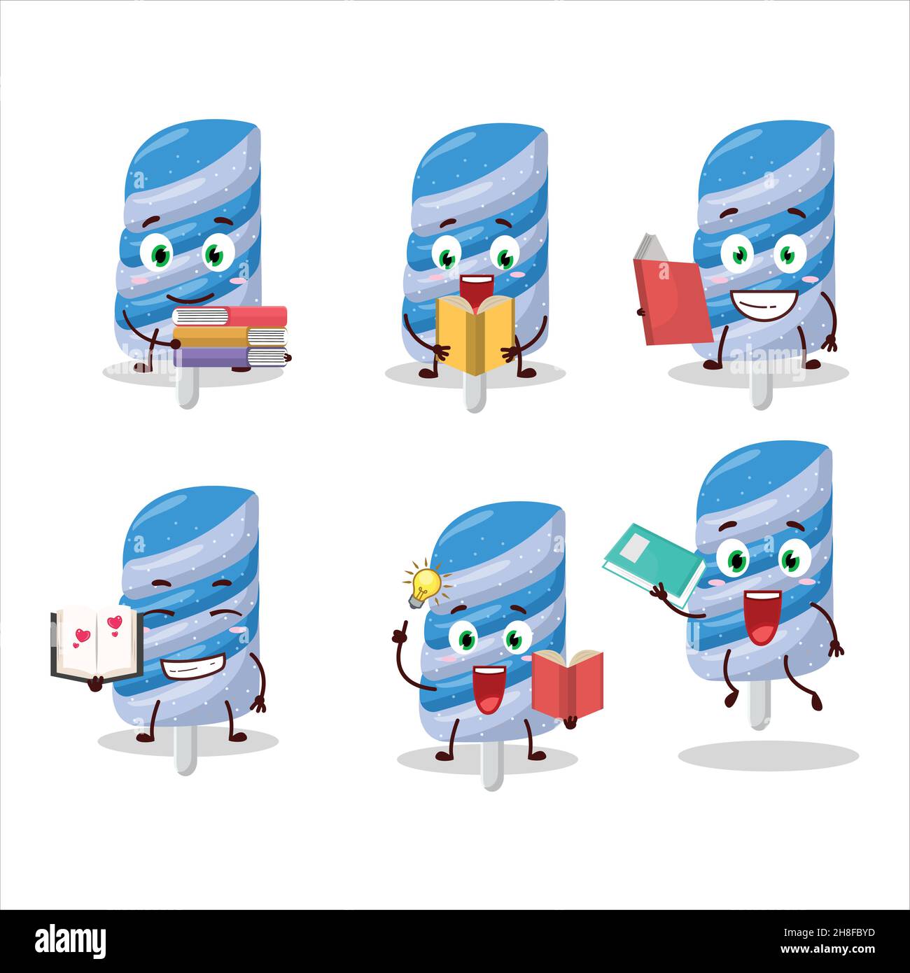 A picture of gummy candy blueberry cartoon character concept reading an ...