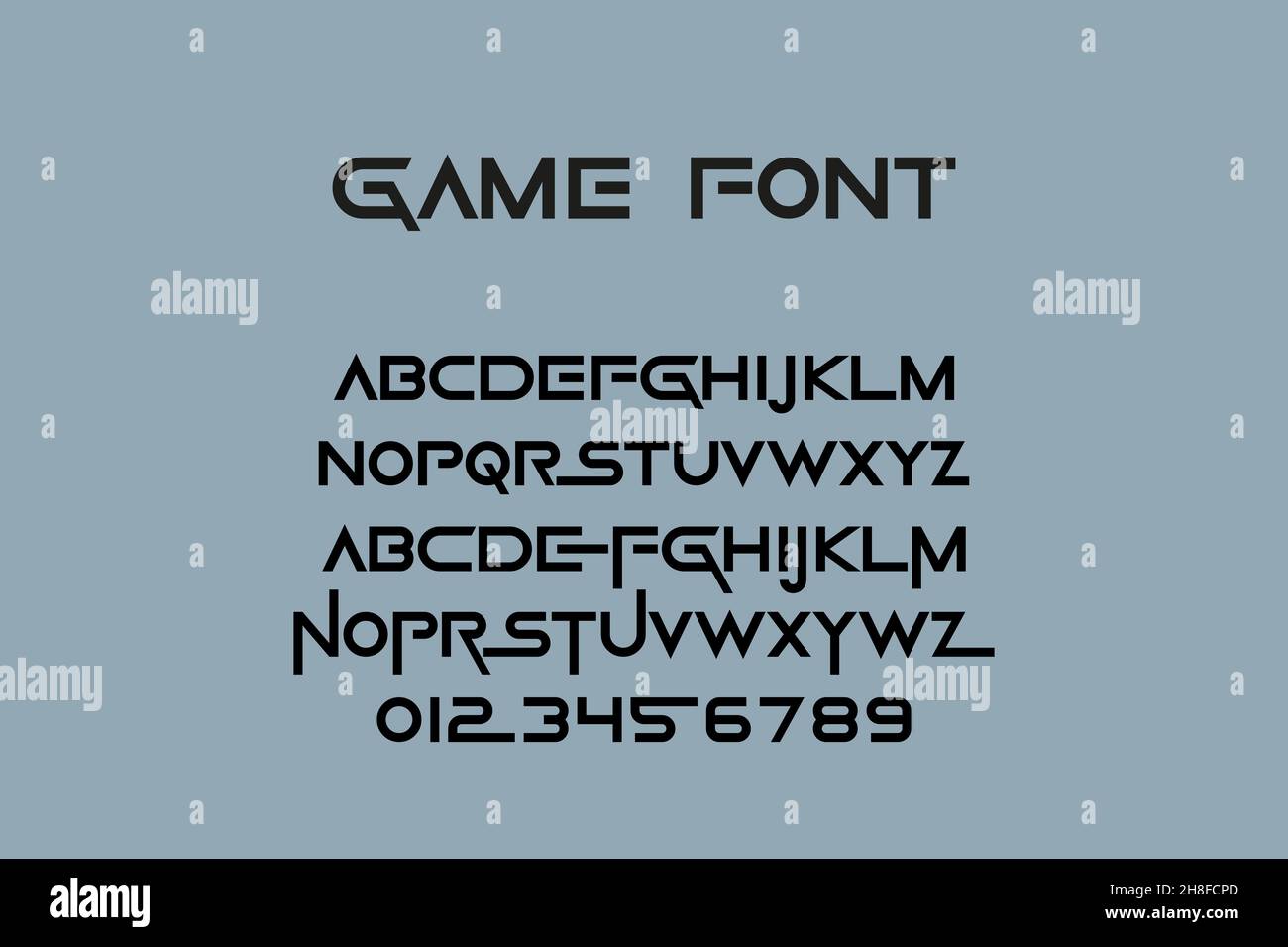 Vintage modern decorative font with label design and background pattern ...