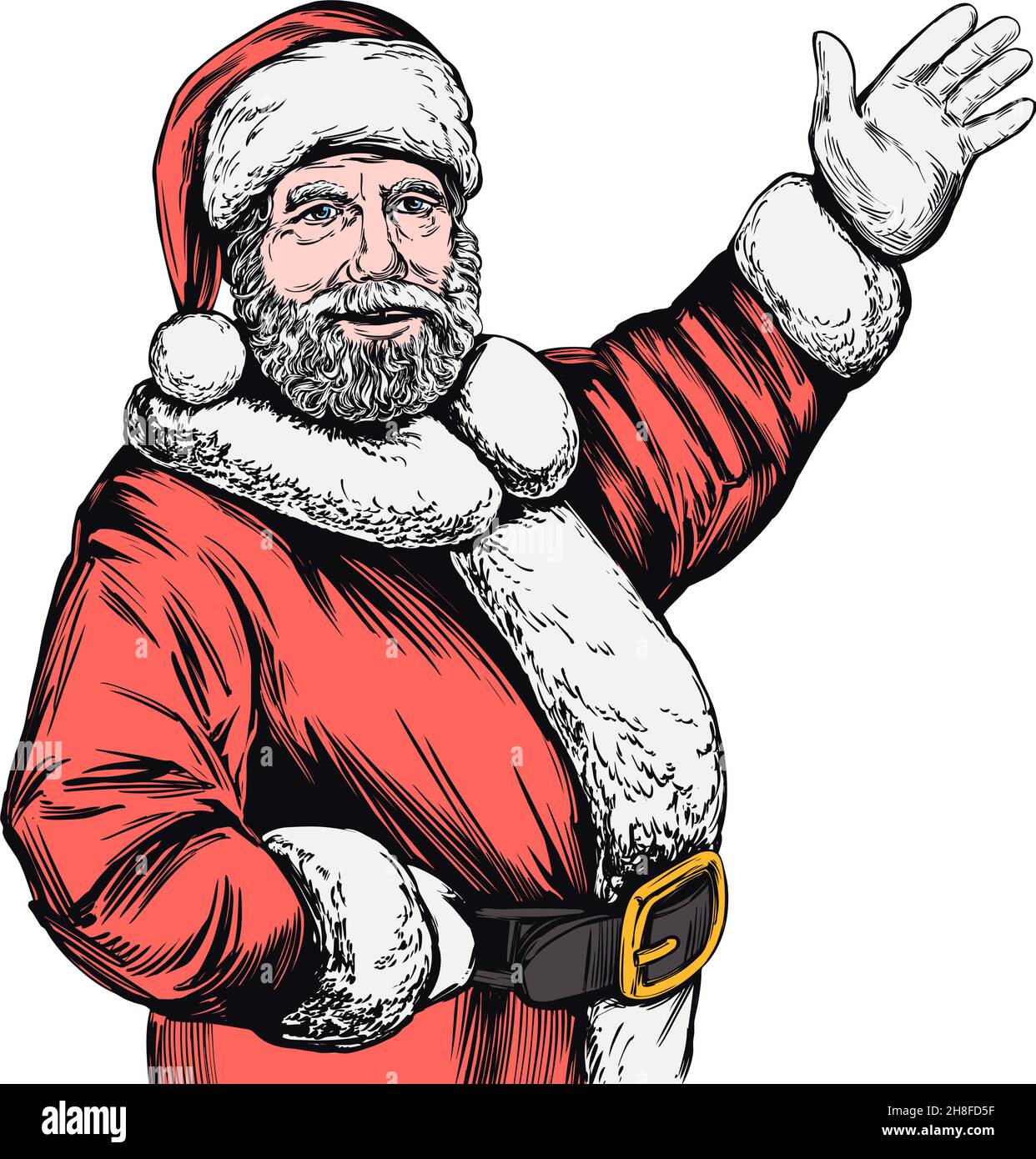 Santa Claus, Christmas symbol hand drawn vector illustration sketch ...