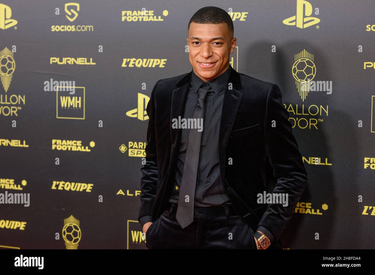 Kylian Mbappe attends the Ballon d'Or ceremony held at Theatre Du ...