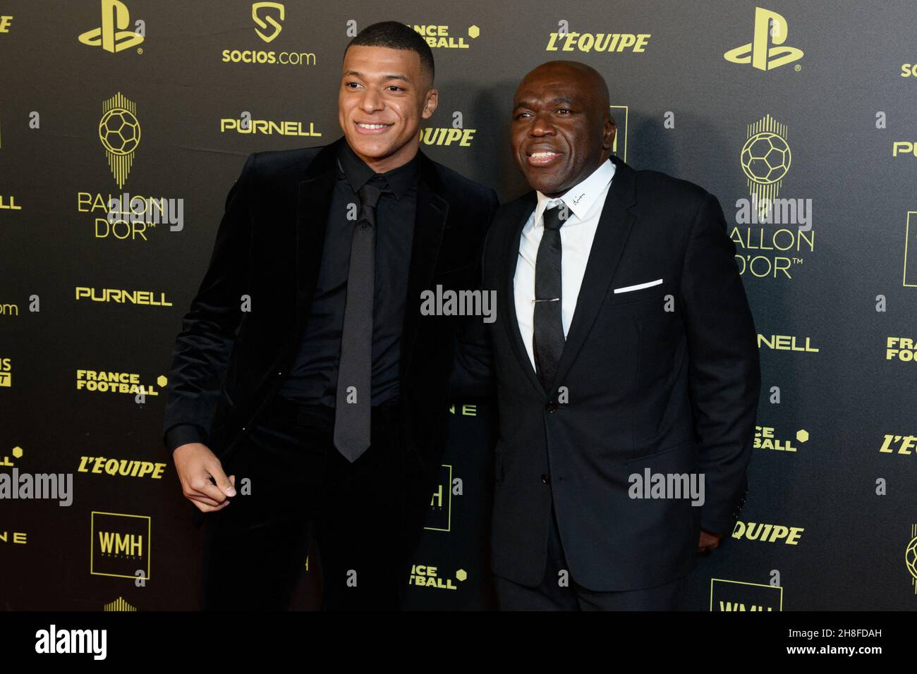 Kylian Mbappe and his father Wilfried Mbappe attend the Ballon d'Or ...