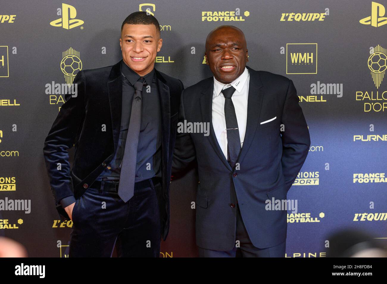 Kylian Mbappe and his father Wilfried Mbappe attend the Ballon d'Or ...