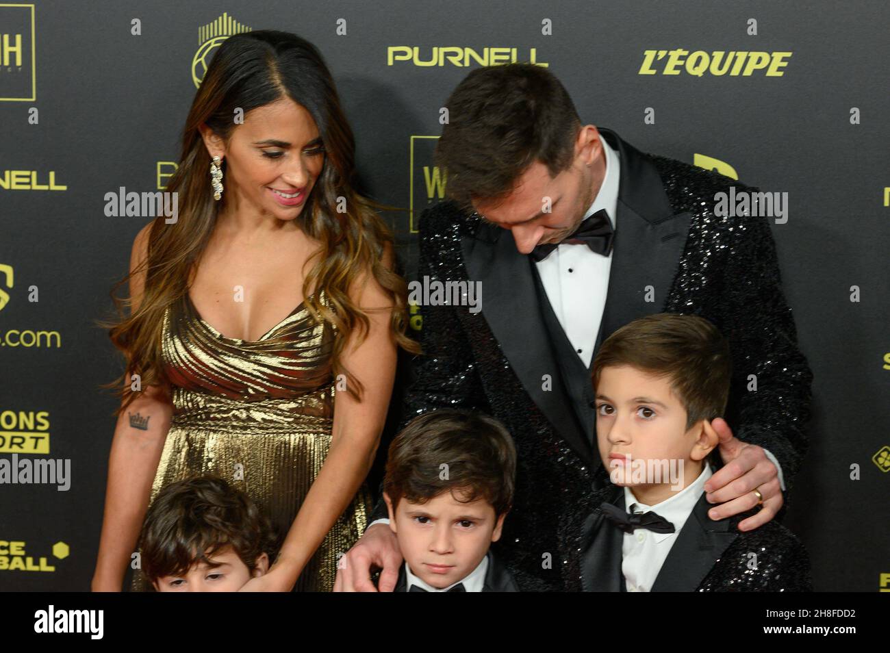Lionel Messi, his wife Antonella Roccuzzo and their kids attend the ...