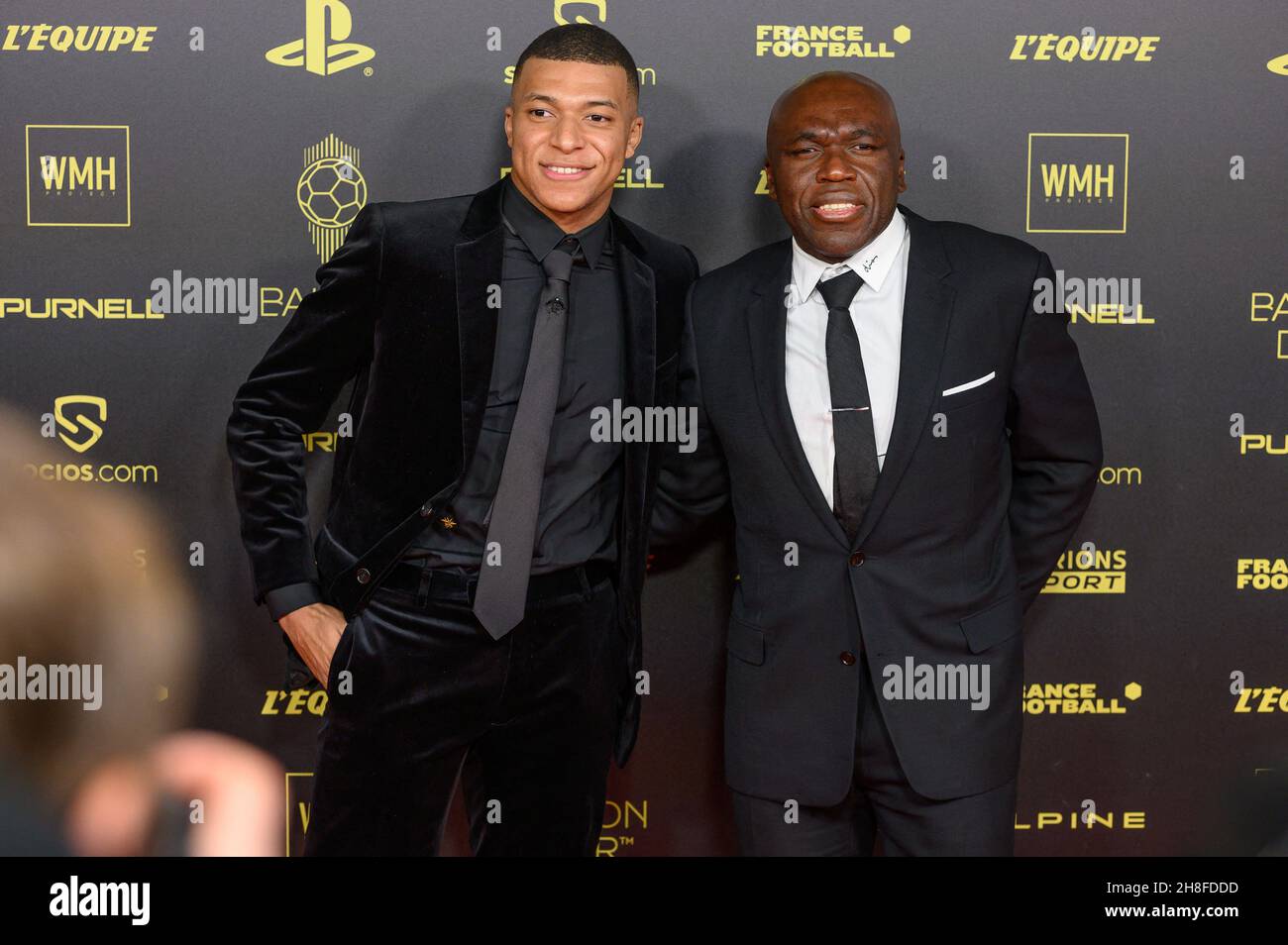 Kylian Mbappe and his father Wilfried Mbappe attend the Ballon d'Or ...