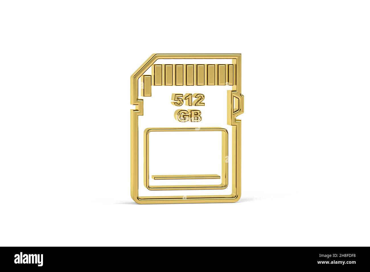 Golden 3d memory card icon isolated on white background - 3d render ...