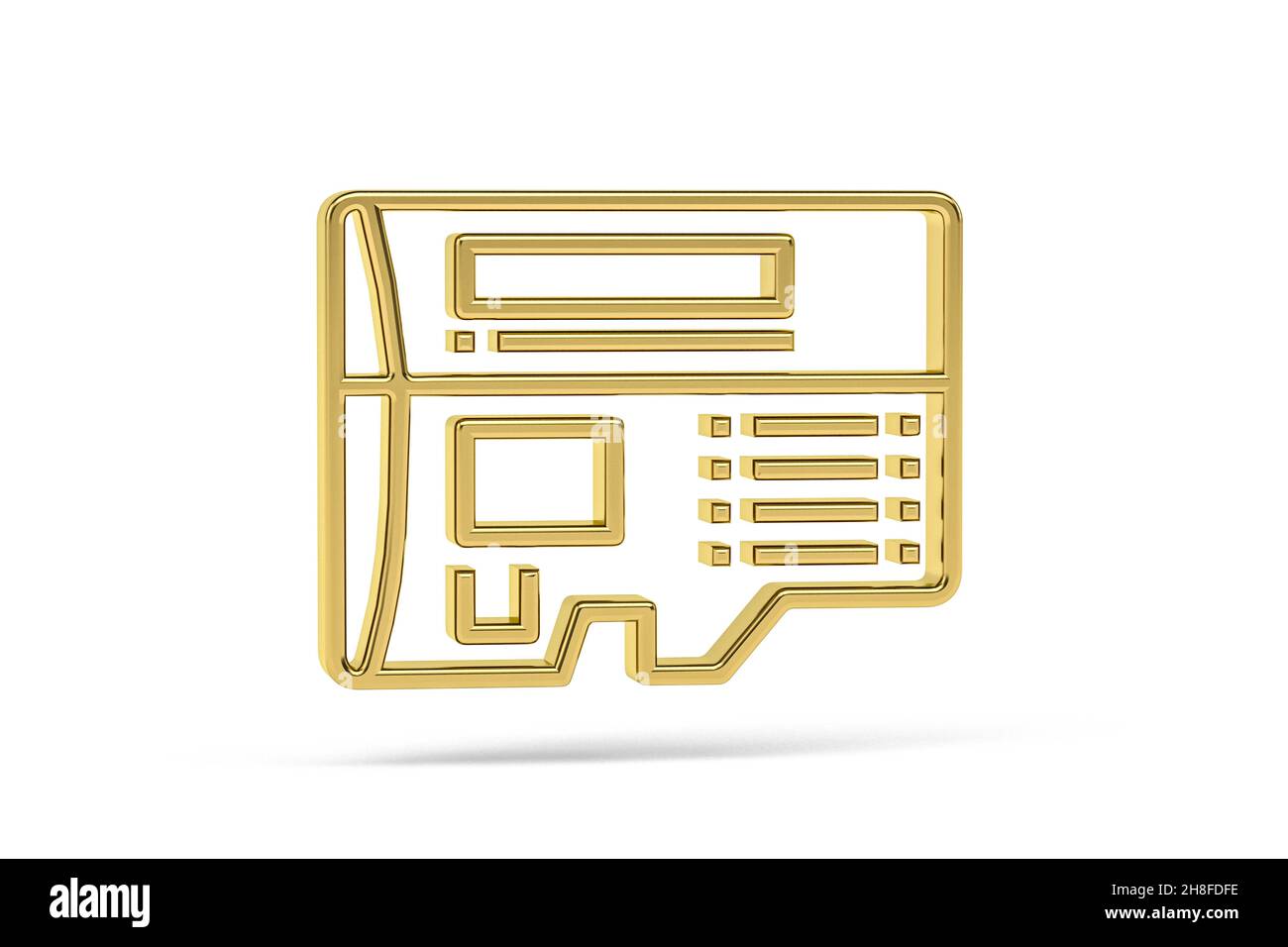 Golden 3d memory card icon isolated on white background - 3d render ...