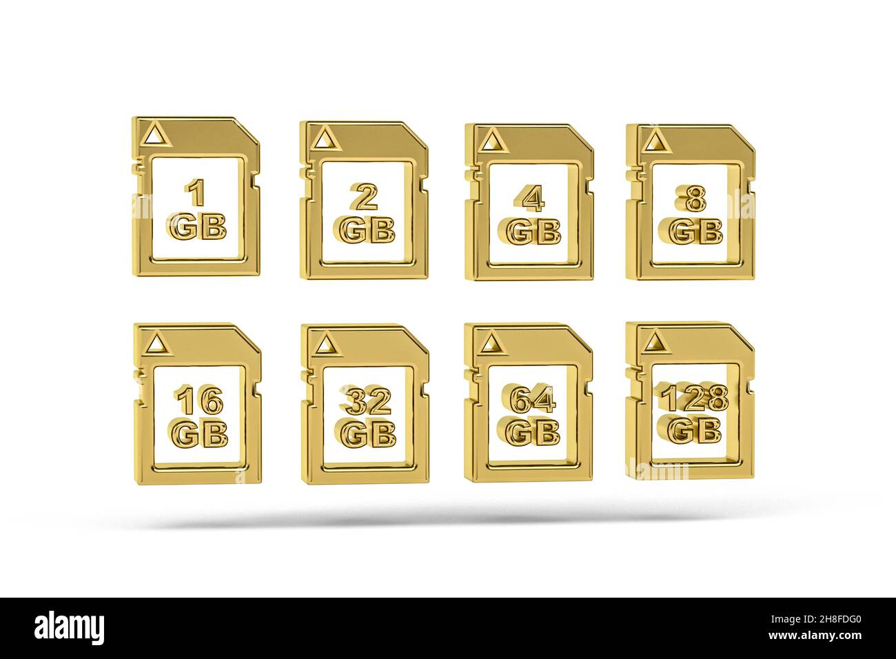 Golden 3d memory card icon isolated on white background - 3d render ...