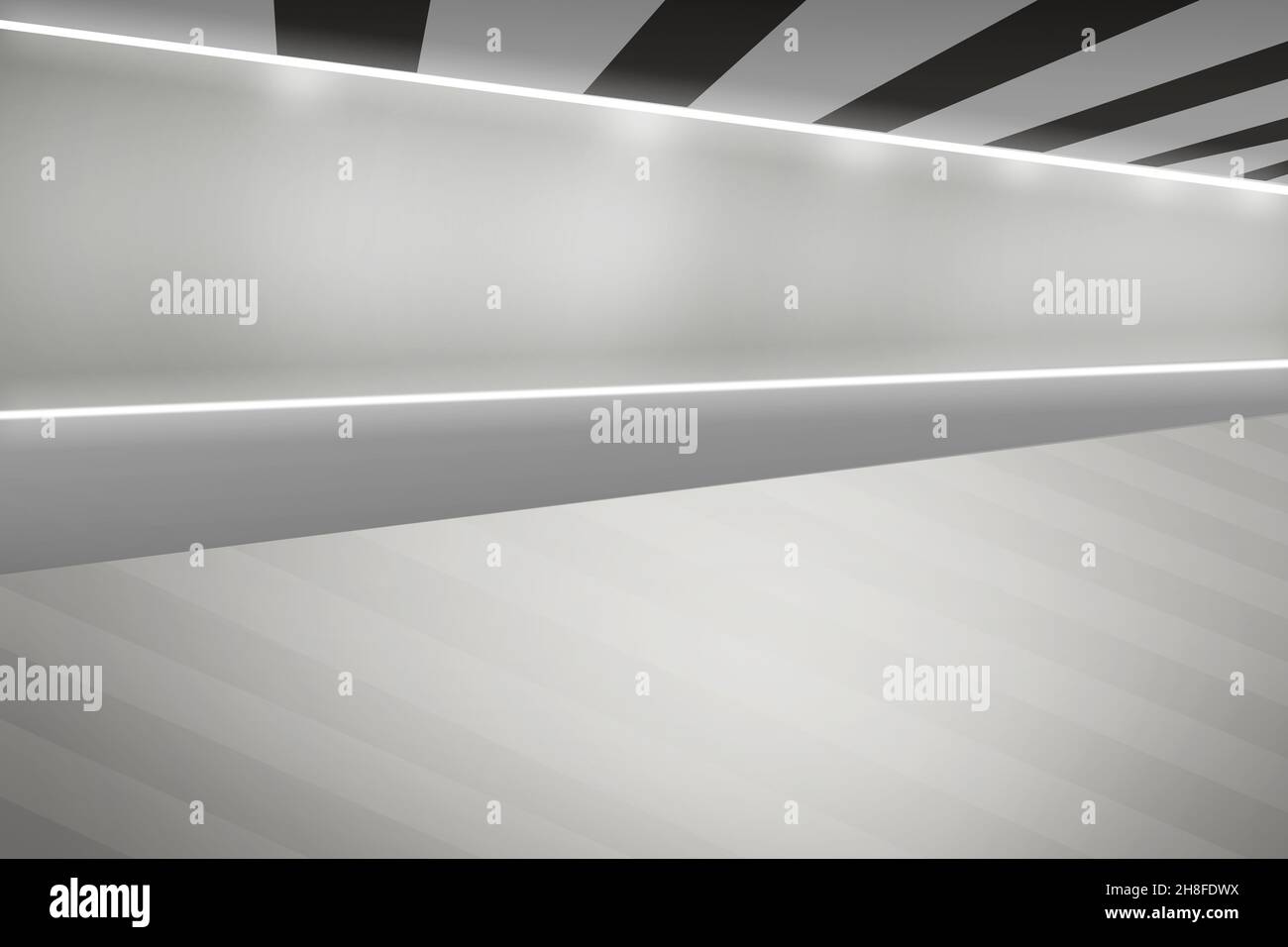 Railway Station 3D Rendered Space with Bright Glowing Lights. Modern ...