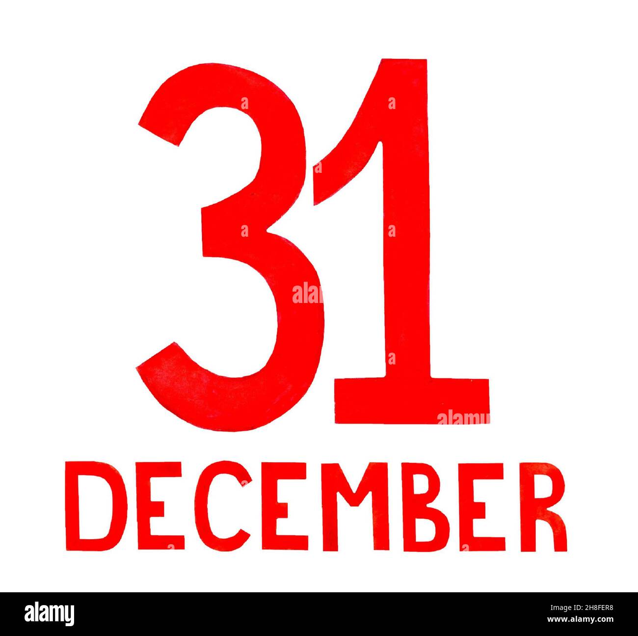December 31st watercolor. 31st day of the month. The date is marked in ...