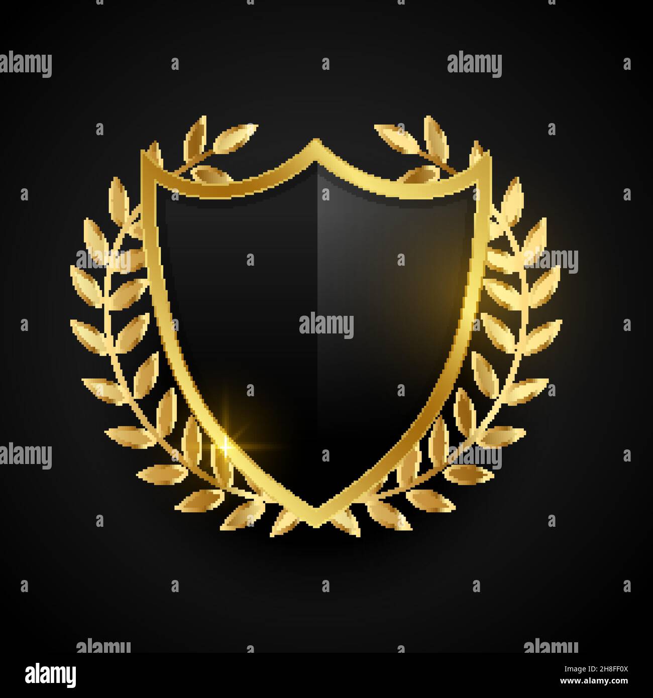 Golden shield badge Stock Vector Images - Alamy