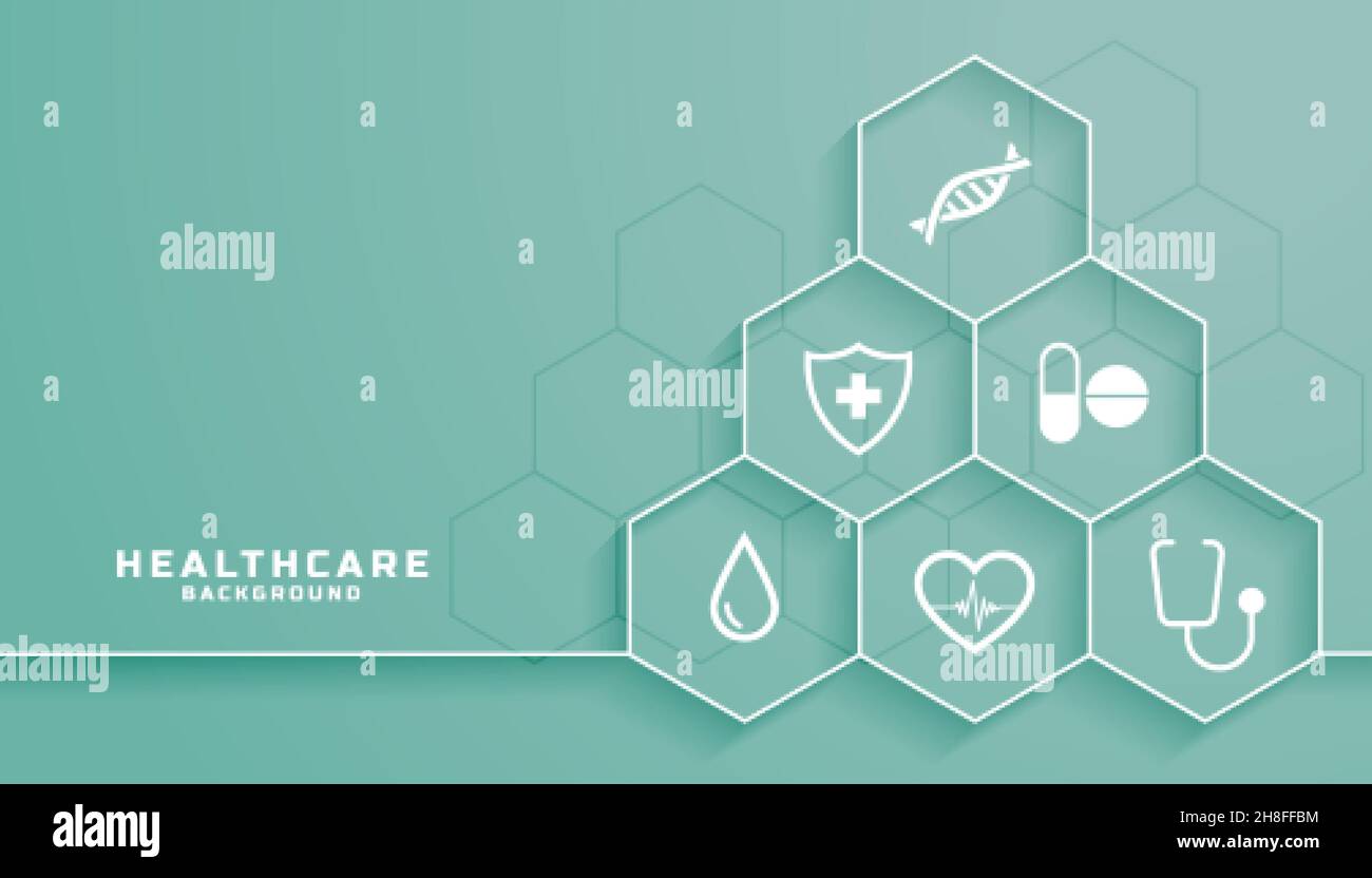 healthcare background with medical symbols in hexagonal frame Stock ...