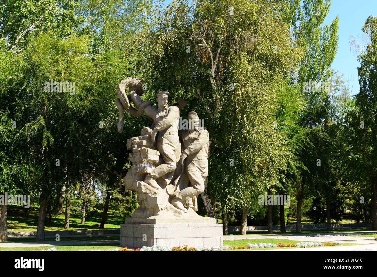 Volgograd, Russia-September 16, 2021: Sculpture at the memorial complex ...