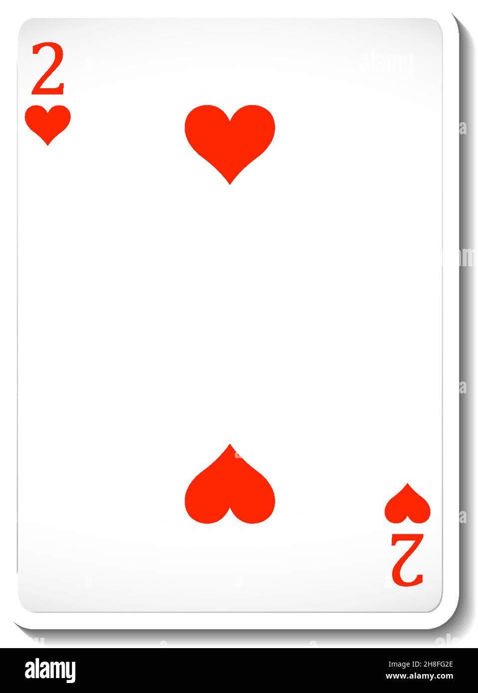 Two of Hearts Playing Card Isolated illustration Stock Vector Image ...