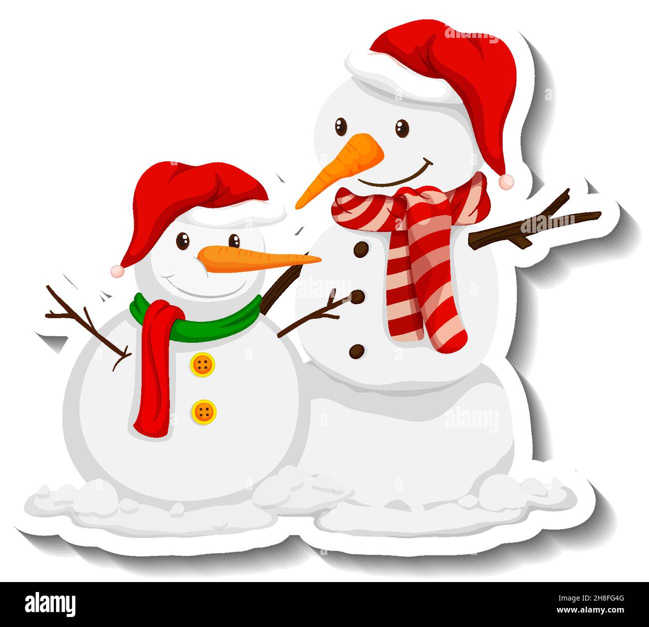 Winter snowman cartoon sticker illustration Stock Vector Image & Art ...