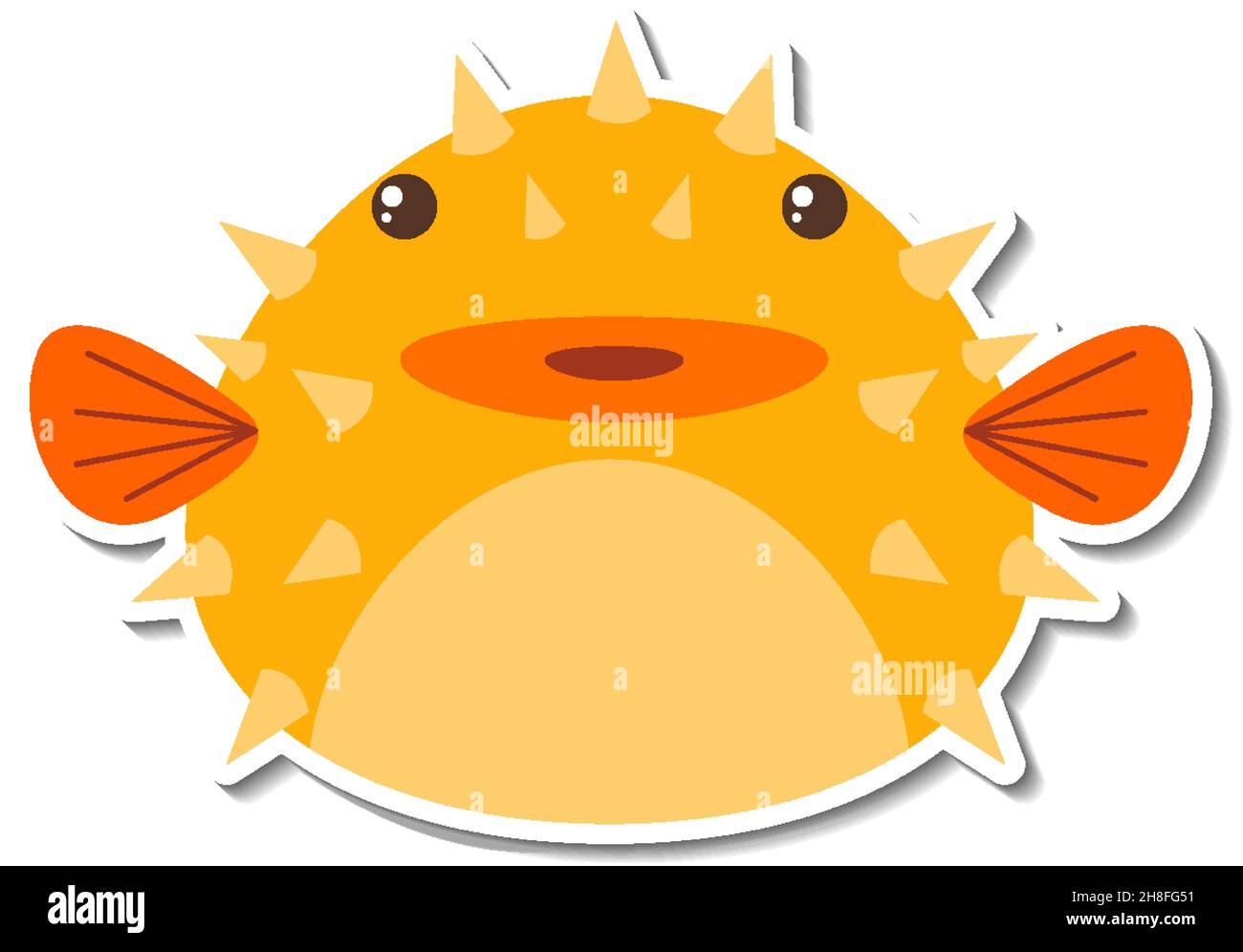 Puffer fish animal cartoon sticker illustration Stock Vector Image ...