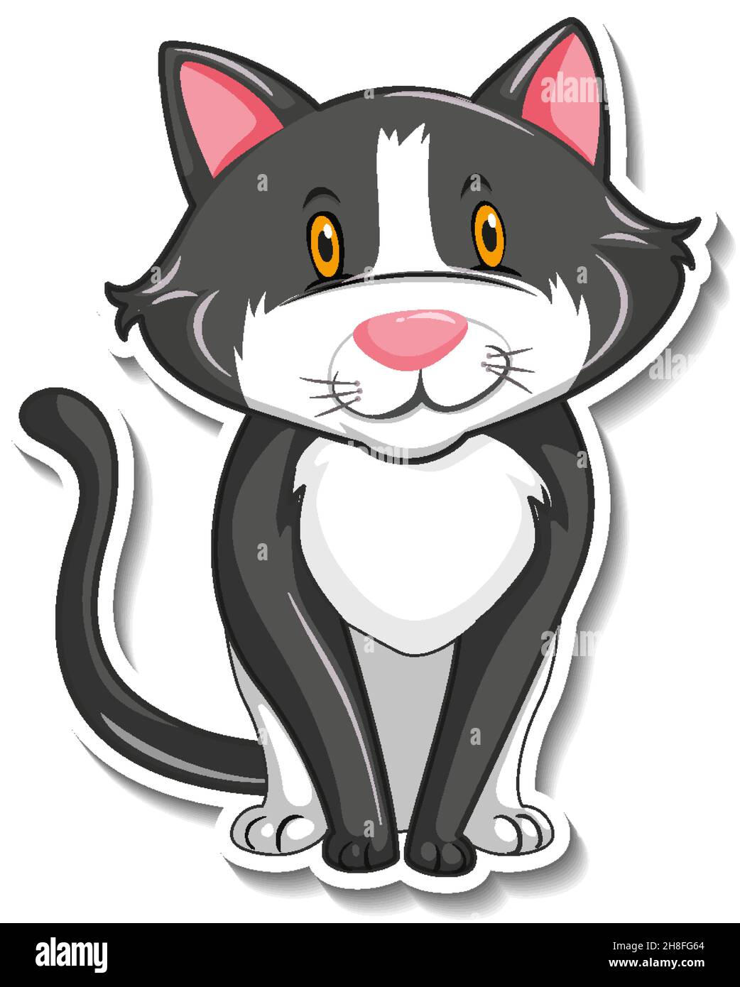 A sticker template of cat cartoon character illustration Stock Vector ...