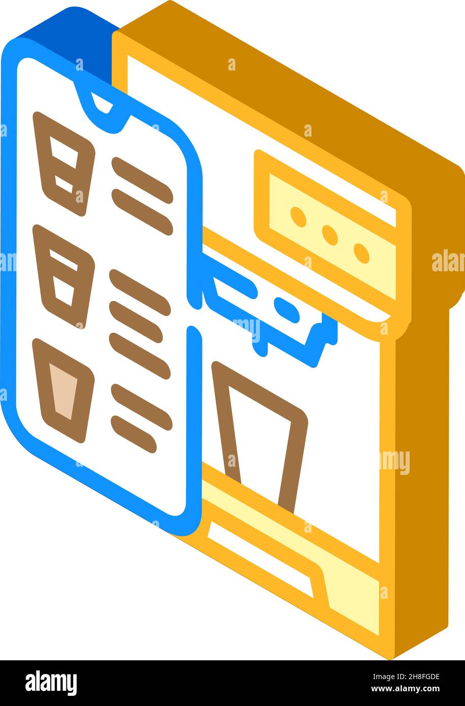 mobile phone application for control coffee machine isometric icon ...