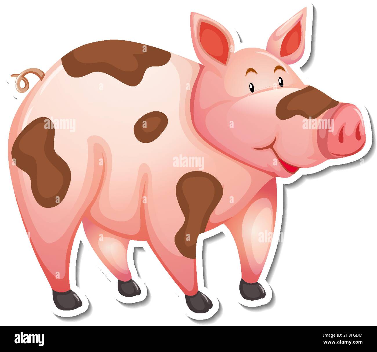 Dirty pig farm animal cartoon sticker illustration Stock Vector Image ...