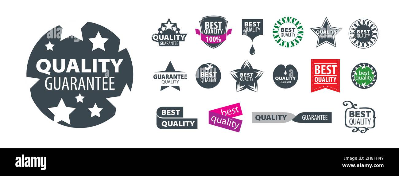 A set of vector logos Guarantee the best quality on a white background ...