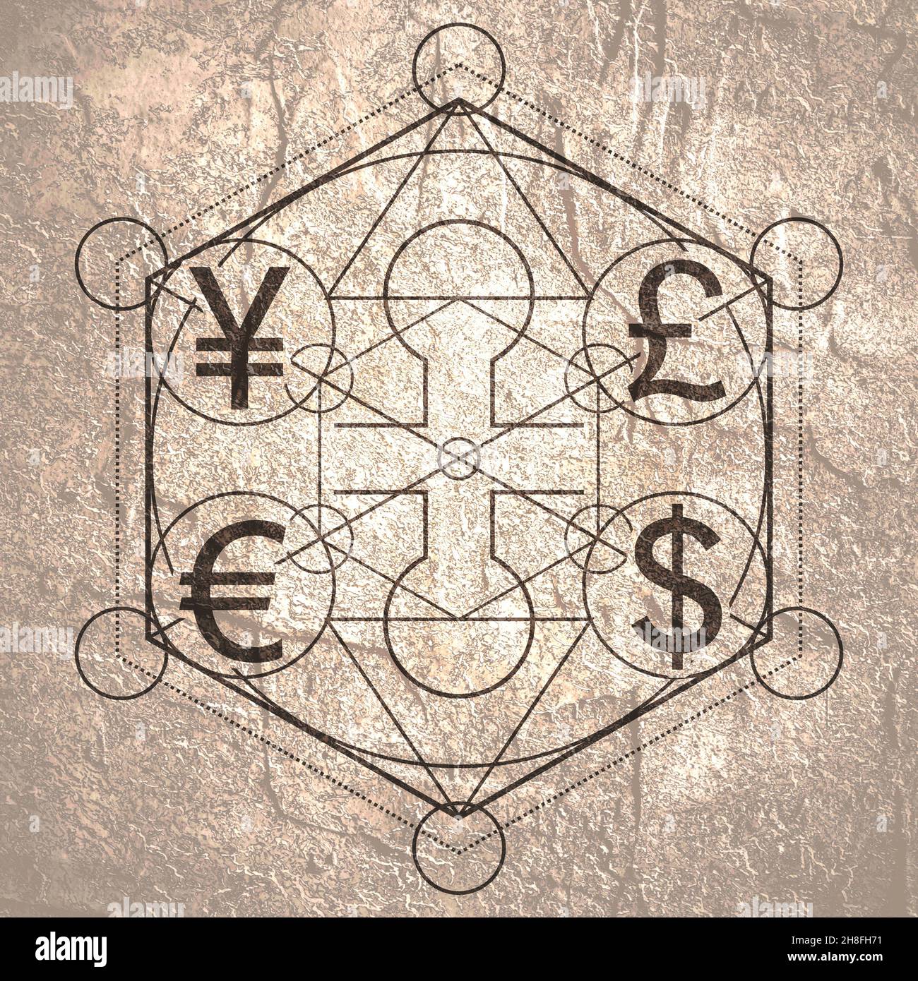 Mystical geometry symbol. Linear alchemy, occult, philosophical sign ...