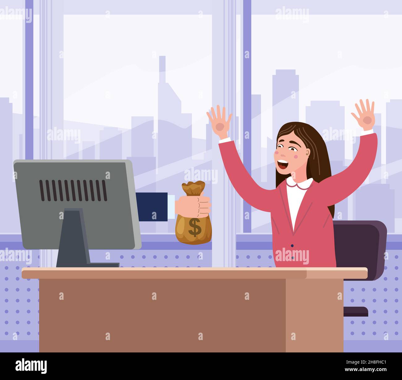 Woman cash computer Stock Vector Images - Alamy