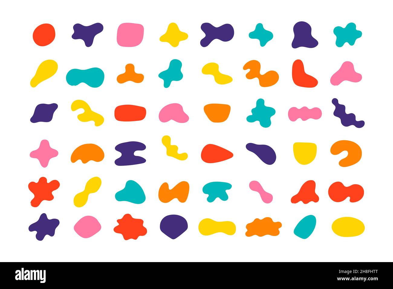 Random color abstract shapes. Set of organic blobs of irregular shape. Simple blotch, inkblot ...
