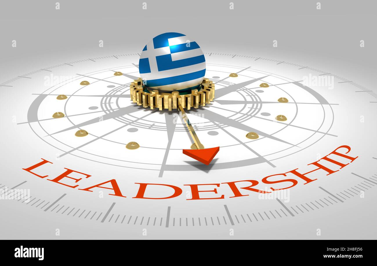 Business concept. Abstract compass points to the leadership word. 3D ...