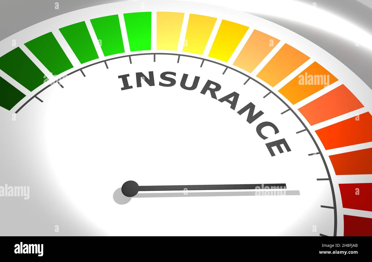 Insurance level scale with arrow. The measuring device. 3D rendering ...