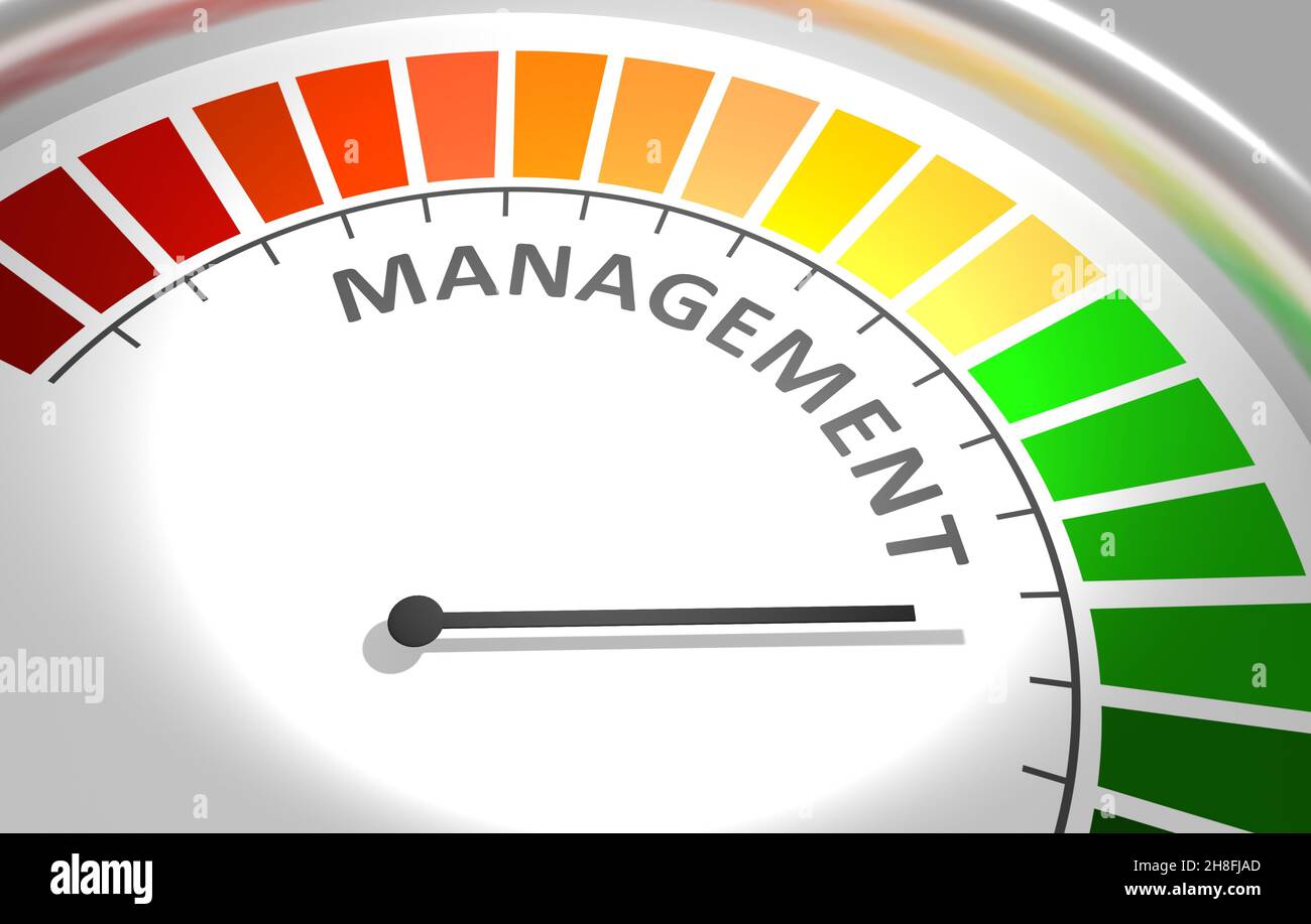 Mnagement level scale with arrow. The measuring device. 3D rendering ...