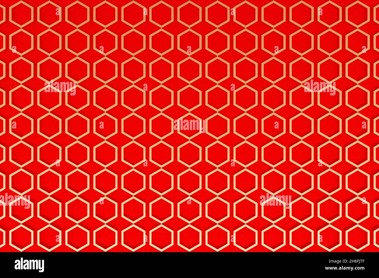 3d illustration of rows of gold polygones. Parallelogram pattern ...