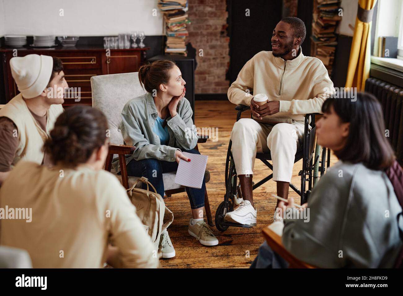 Group of students meeting in the classroom to discuss future exams ...