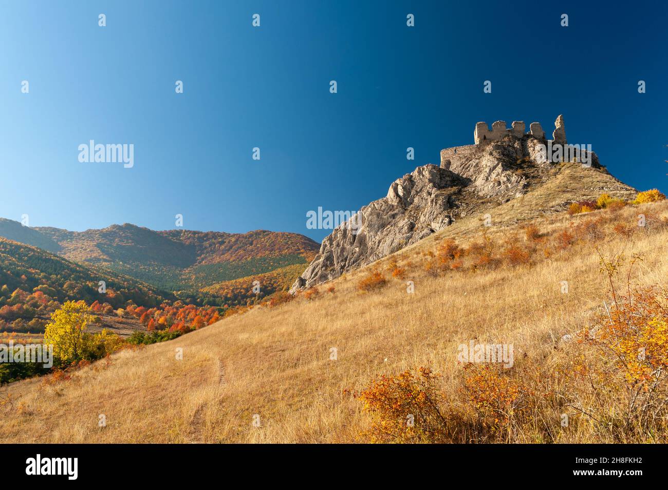 ruins of trascau fortress, near coltesti village, romania Stock Photo ...